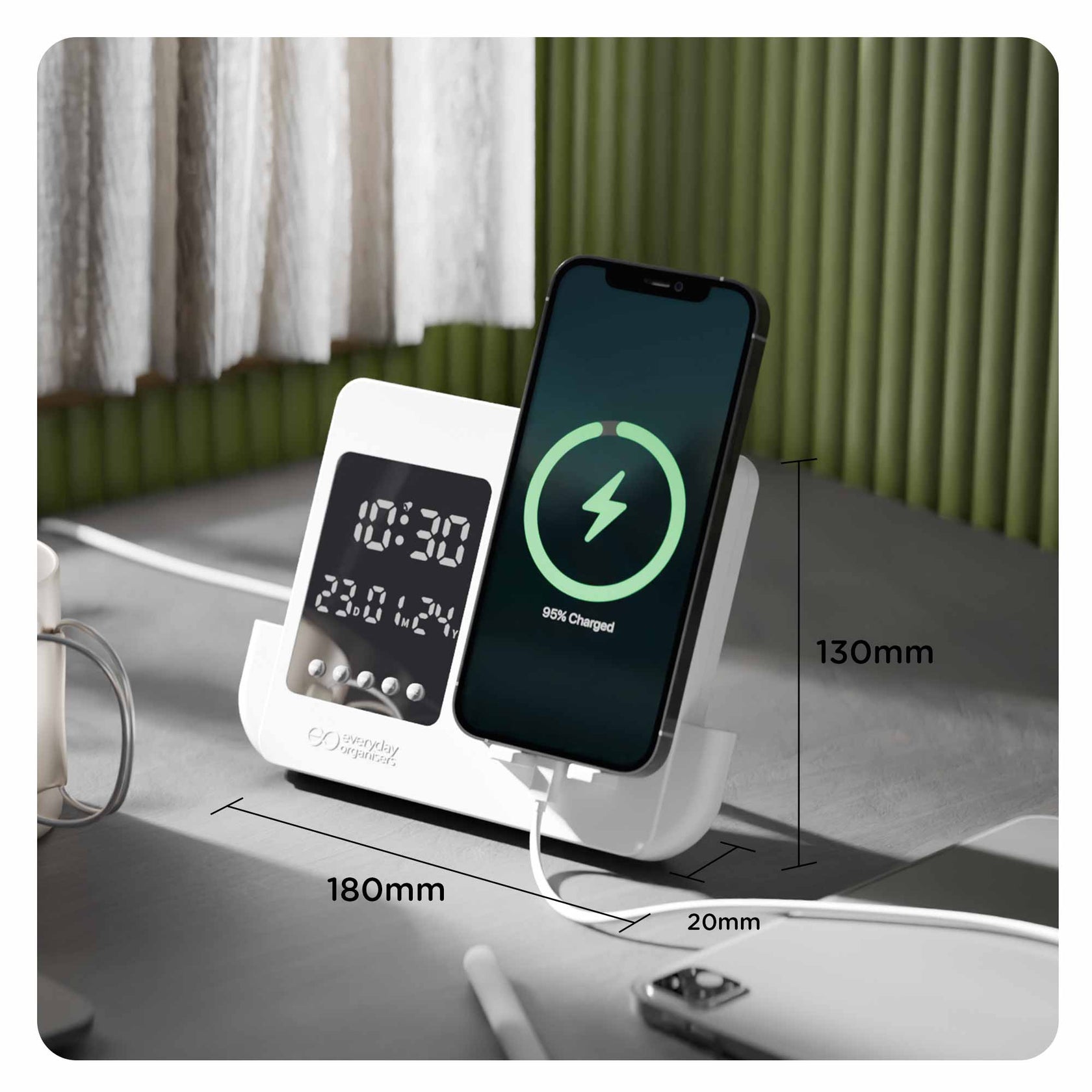 Clockwise - Digital Alarm Clock with Pen Stand & Phone Holder ...